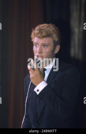 French singer Johnny Hallyday during a concert on the stage of the ...