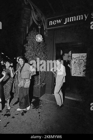 Guests attending the pyjama party organized by the French singer Régine ...