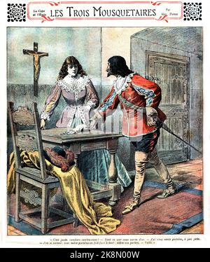 The Three Musketeers' (French: Les Trois Mousquetaires). Engraving 19th ...