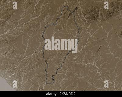 Nimba, county of Liberia. Colored elevation map with lakes and rivers ...