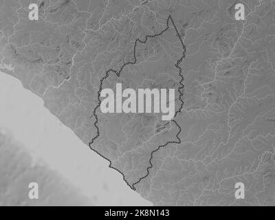 River Cess, county of Liberia. Grayscale elevation map with lakes and ...