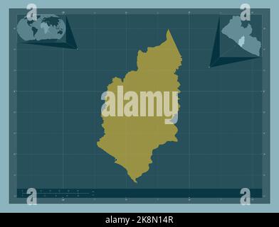 Shape of River Cess, county of Liberia, and its capital. Distance scale ...