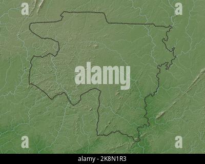 River Gee, county of Liberia. Colored elevation map with lakes and ...