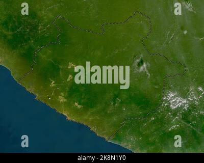 Sinoe, county of Liberia. Low resolution satellite map. Locations and ...