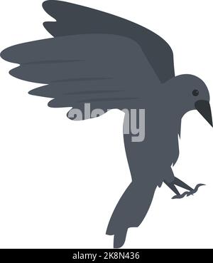 Crow attack icon cartoon vector. Art feather. Ink fly.Vector Stock ...