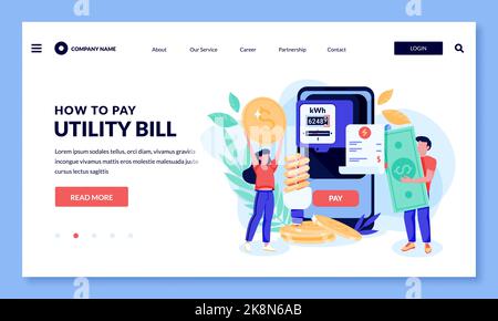 Concept of invoice and electricity meter. female characters are paying ...