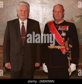 Oslo. Russian President Boris Yeltsin visits Norway. While King Harald ...