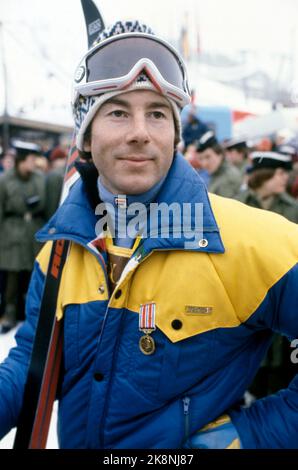 Bærum February 1979. World Cup race in Kirkerudbakken. Ingemar Stenmark ...