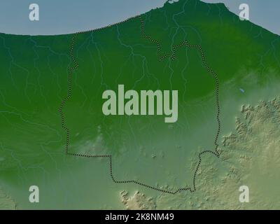 Al Jifarah, district of Libya. Elevation map colored in sepia tones ...