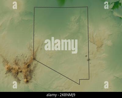 Al Kufrah, district of Libya. Colored elevation map with lakes and ...