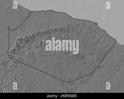 Al Marqab, district of Libya. Elevation map colored in sepia tones with ...
