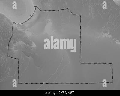Al Wahat, district of Libya. Grayscale elevation map with lakes and ...