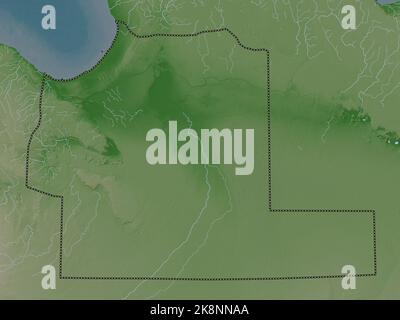 Al Wahat, district of Libya. Colored elevation map with lakes and ...