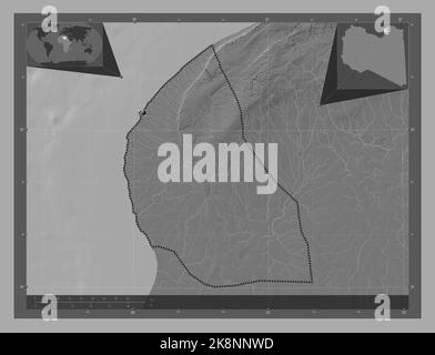 Benghazi, district of Libya. Elevation map colored in wiki style with ...