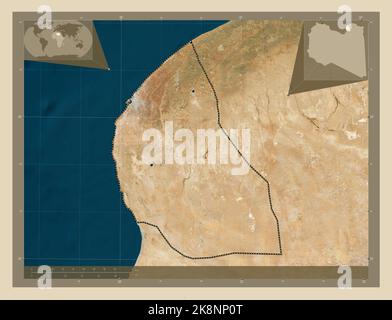 Benghazi, district of Libya. High resolution satellite map. Corner ...
