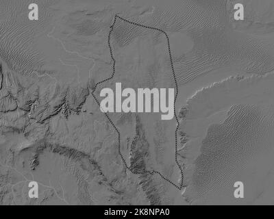 Ghat, district of Libya. Elevation map colored in wiki style with lakes ...