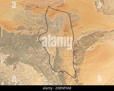 Ghat, district of Libya. High resolution satellite map. Corner ...