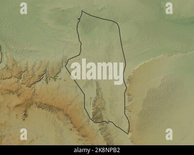 Ghat, district of Libya. Colored elevation map with lakes and rivers ...