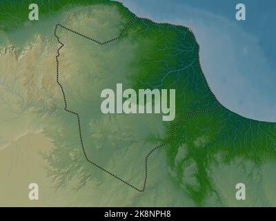 Misratah, district of Libya. Colored elevation map with lakes and ...
