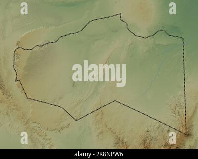 Murzuq, district of Libya. Elevation map colored in wiki style with ...