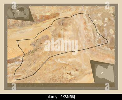 Sabha, district of Libya. High resolution satellite map. Locations of ...