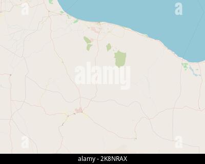 Surt, district of Libya. Open Street Map. Locations and names of major ...