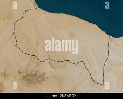 Surt, district of Libya. Low resolution satellite map. Locations of ...