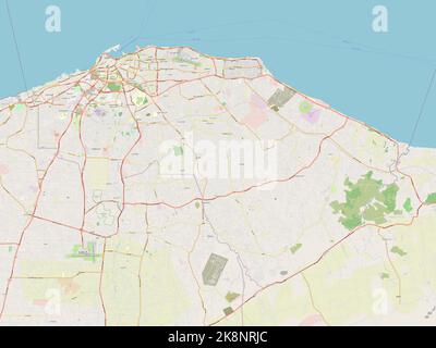 Tripoli, district of Libya. Open Street Map. Locations of major cities ...