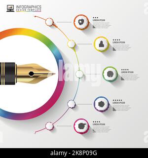 Education pen. Infographics design template. Vector illustration Stock ...
