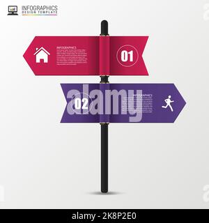 Infographic template of multidirectional pointers on a signpost. Vector ...
