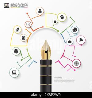 Infographics design template. Business Pen. Vector illustration Stock ...