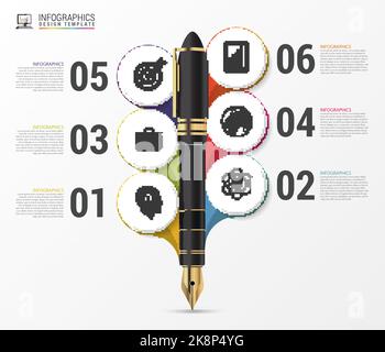 Education pen. Infographics design template. Vector illustration Stock ...