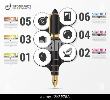 Infographics design template. Business Pen. Vector illustration Stock ...