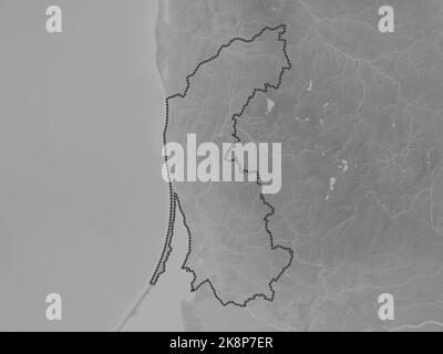 Klaipedos, county of Lithuania. Grayscale elevation map with lakes and ...