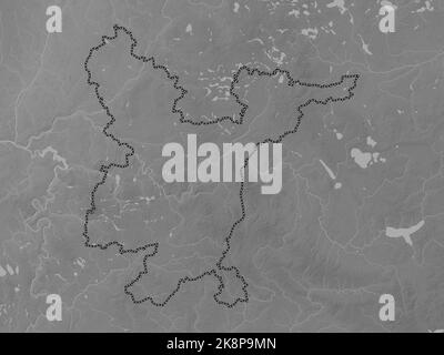 Vilniaus, county of Lithuania. Grayscale elevation map with lakes and ...