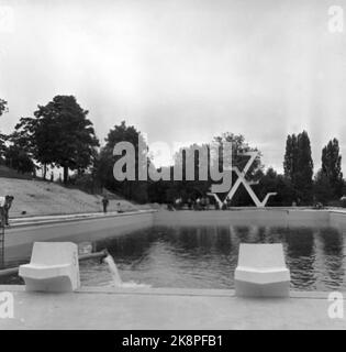 Oslo 1956. Frognerbadet in Oslo. The brand new Frognerbadet is ...
