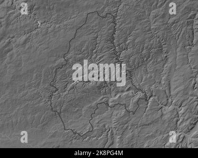 Diekirch, district of Luxembourg. Grayscale elevation map with lakes ...
