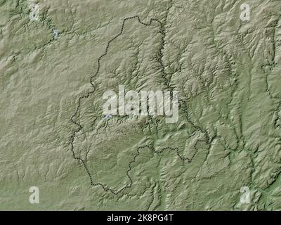 Diekirch, district of Luxembourg. Colored elevation map with lakes and ...