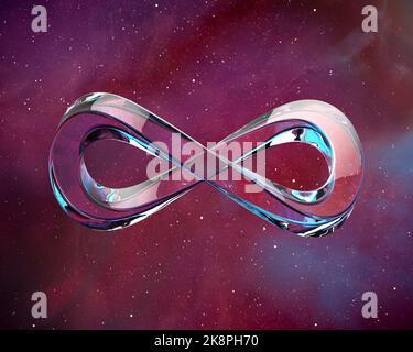 An infinity symbol made up of glass balls and a neon light on cosmic ...