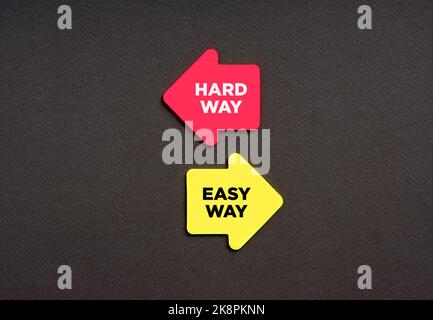Easy way or hard way concept. Top view of asphalt concrete road with ...