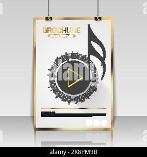 Music brochure cover design. Flyer, poster, booklet template. Vector ...