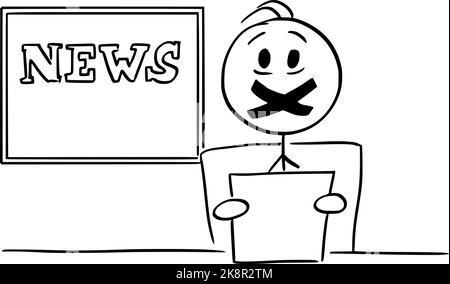 Censored Television Anchorman, Censorship and Journalism,Vector Cartoon ...