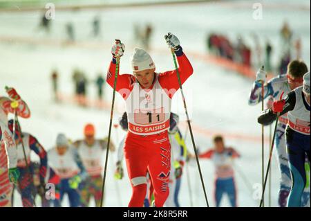 Les Saisies France 19920218 Olympic-92 Albertville, cross country, 4 x 10 km relay, men. Terje ...