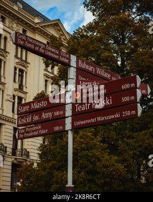 A vertical shot of a street sign tablet with stickers on it in ...