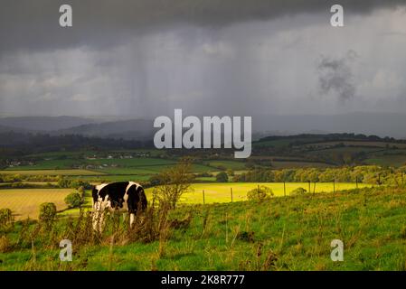 Win Green, Wiltshire, UK, 24th October 2022, Weather: Dark clouds and a ...