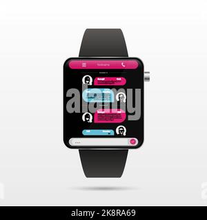 smartphone and smartwatch technology with social digital app Stock ...