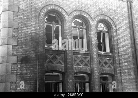 WW2 Oslo 19450201 The explosion outside the Storting. Several windows ...