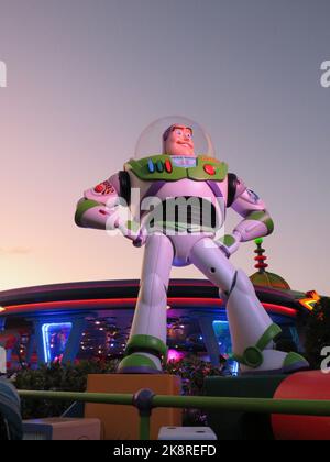 A Buzz Lightyear action figure, from Disney's Toy Story, on display at ...