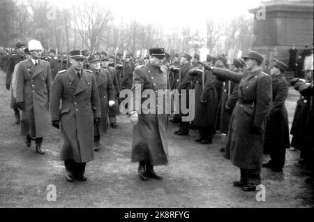 Oslo February 1943. NS leader Vidkun Quisling (long coat t.v) Parade in ...