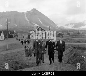 Svalbard August 1961 King Olav visits Svalbard. Here the king is on his ...